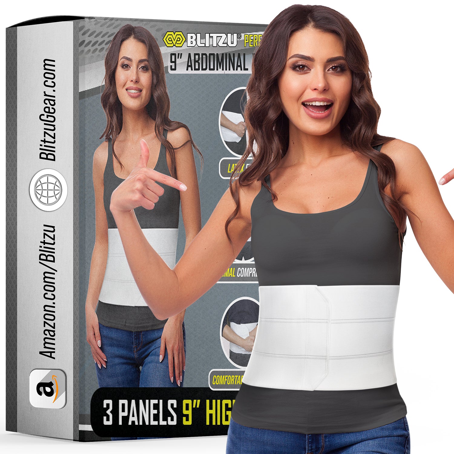 9", 3 Panels Abdominal Binder Postpartum Belly Band – BLITZU