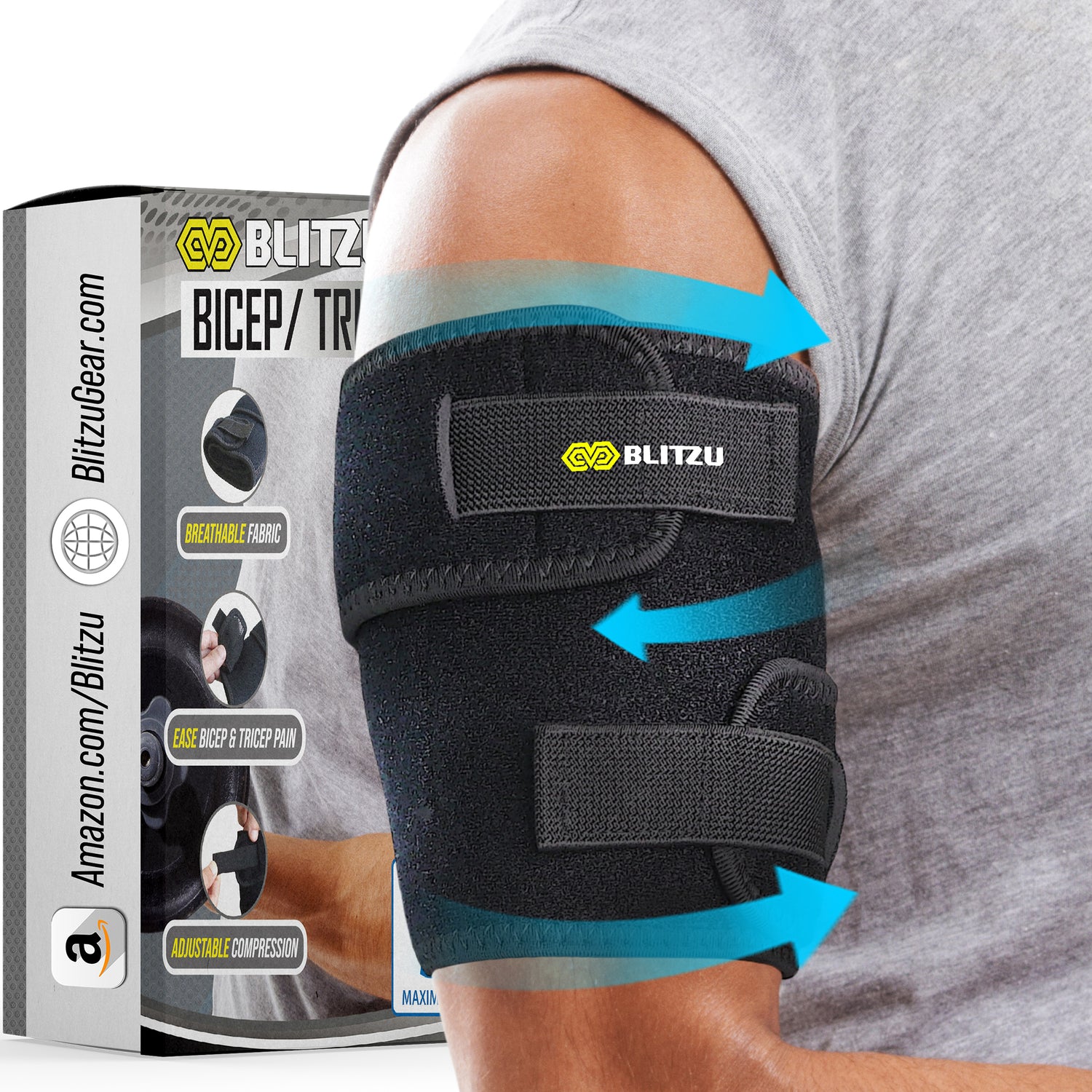 Bicep & Tricep Tendonitis Brace Compression Sleeve. Upper Arm Brace Wr ...