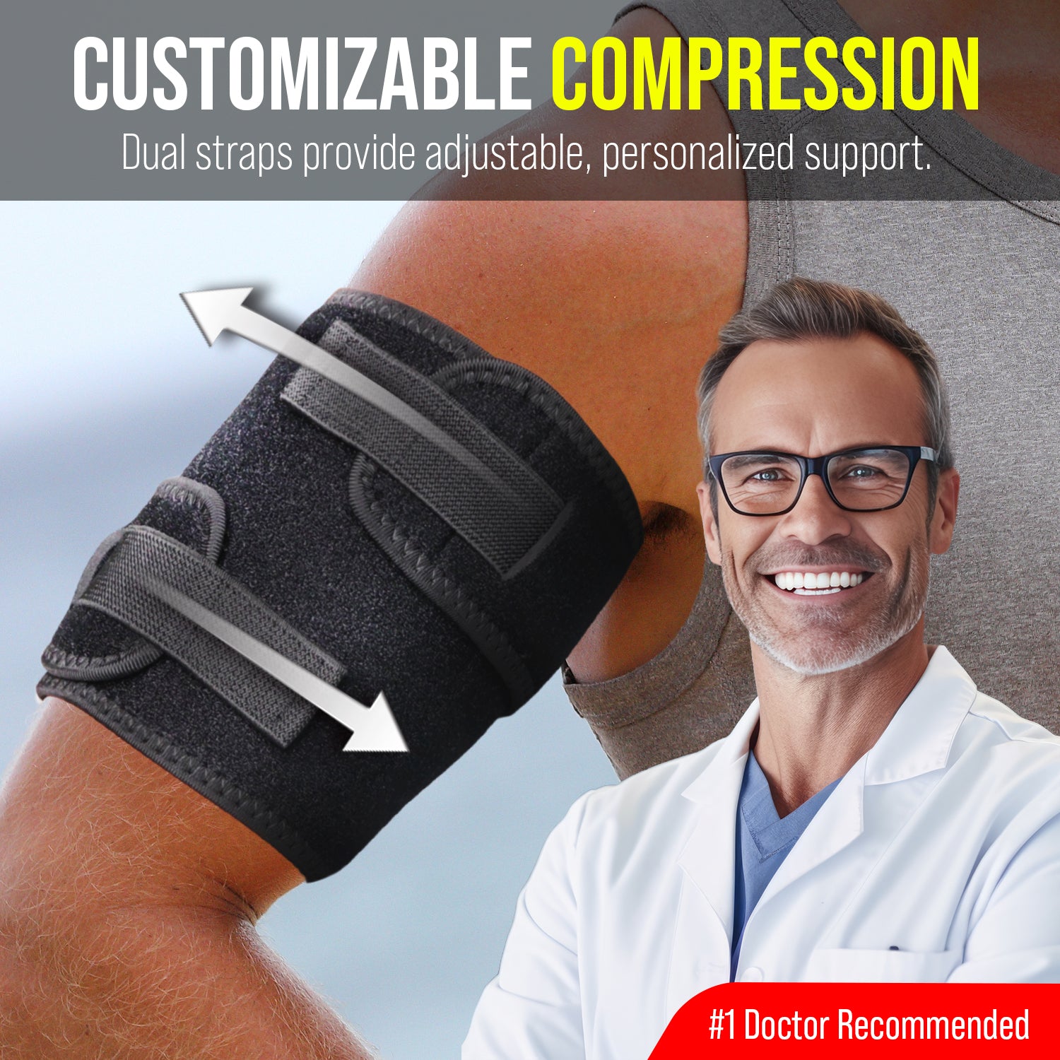 Bicep & Tricep Tendonitis Brace Compression Sleeve. Upper Arm Brace Wr ...